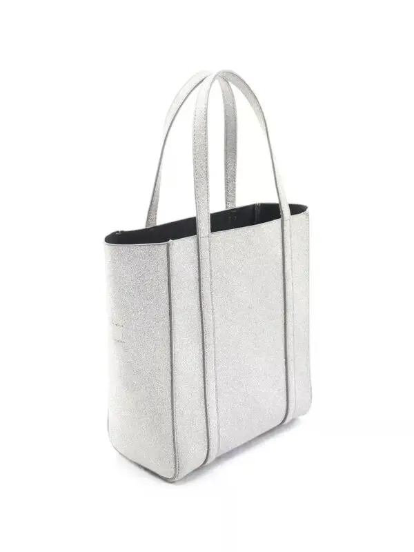 Balenciaga Glitter Embellished Leather Tote Bag - Silver