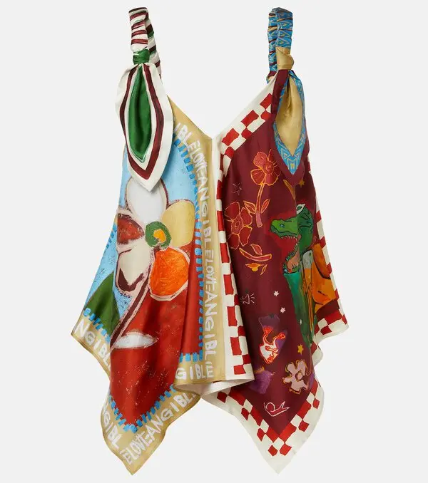 ALEMAIS Printed Silk Twill Top - Multicoloured