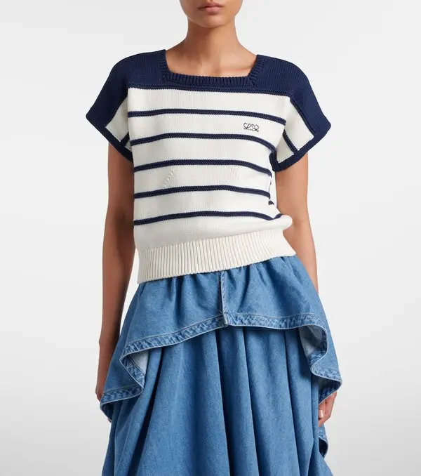 Loewe Striped Cotton And Wool Sweater - Blue