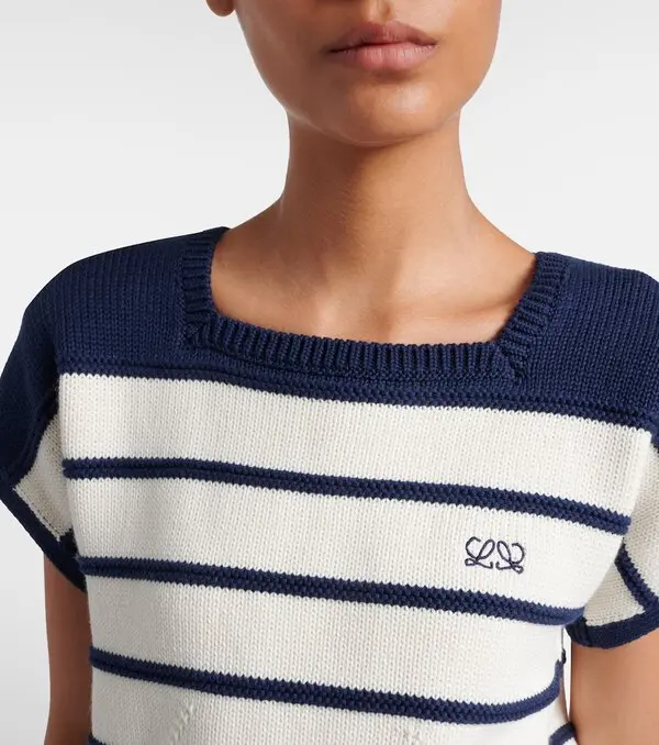 Loewe Striped Cotton And Wool Sweater - Blue