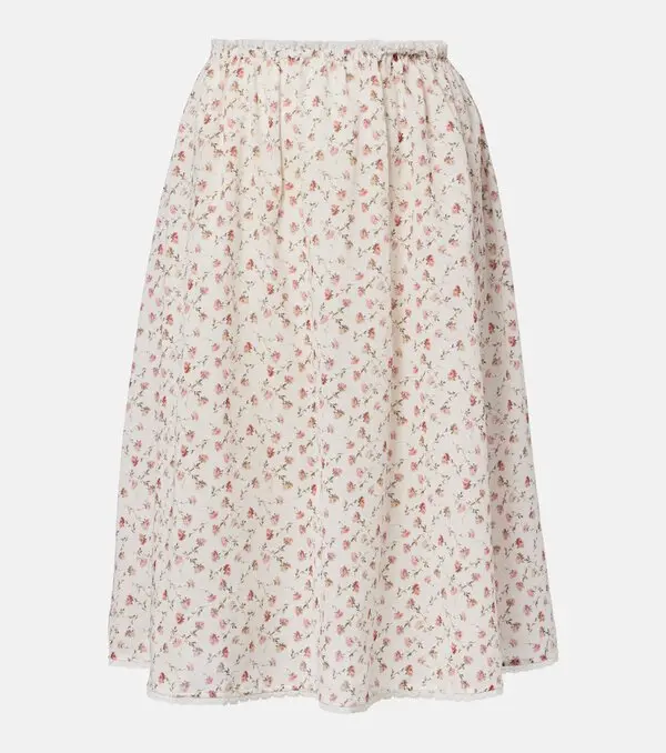 Posse Charlotte Floral Cotton Midi Skirt