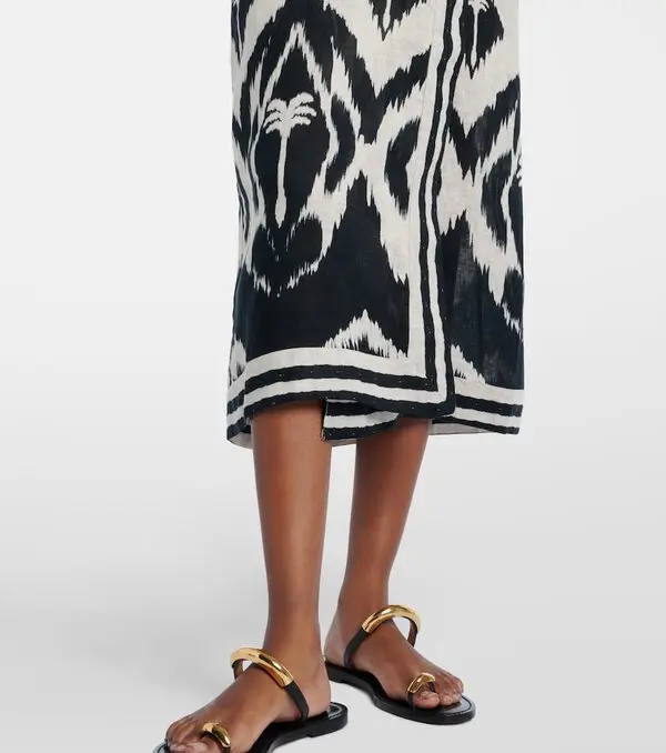 Johanna Ortiz Printed Open-back Linen Midi Dress