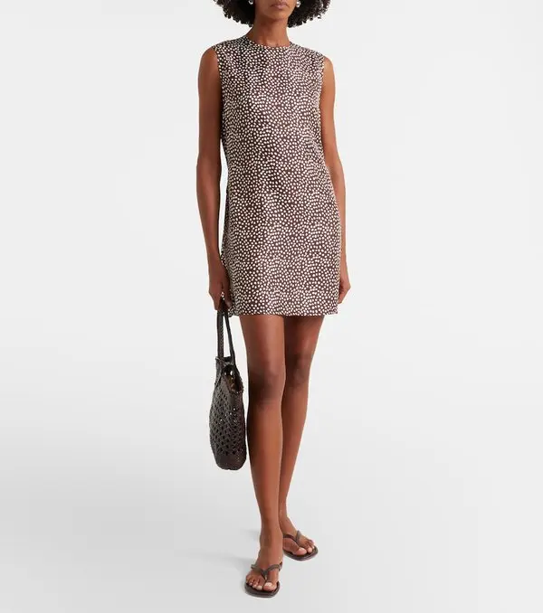Asceno Sintra Polka-dot Silk Twill Mini Dress