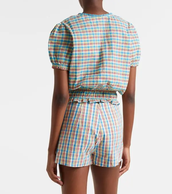 Faithfull The Brand Santana Checked Cotton-blend Top