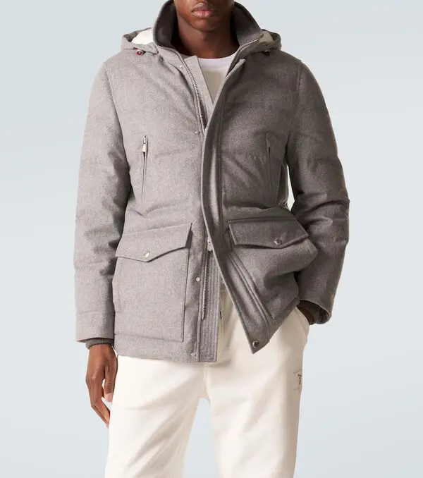 Brunello Cucinelli Wool Flannel Down Jacket - Grey