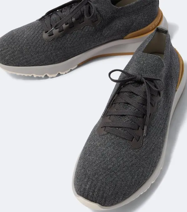 Brunello Cucinelli Fabric And Leather Trimmed Lace-up Sneakers