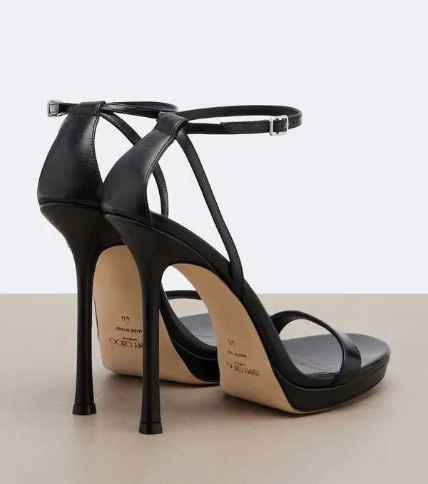 JIMMY CHOO Moza Leather Platform Sandals