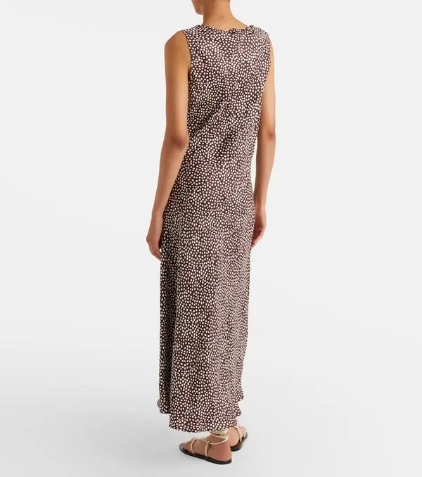 Asceno Provence Polka-dot Silk Twill Slip Dress