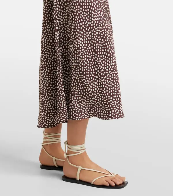 Asceno Provence Polka-dot Silk Twill Slip Dress