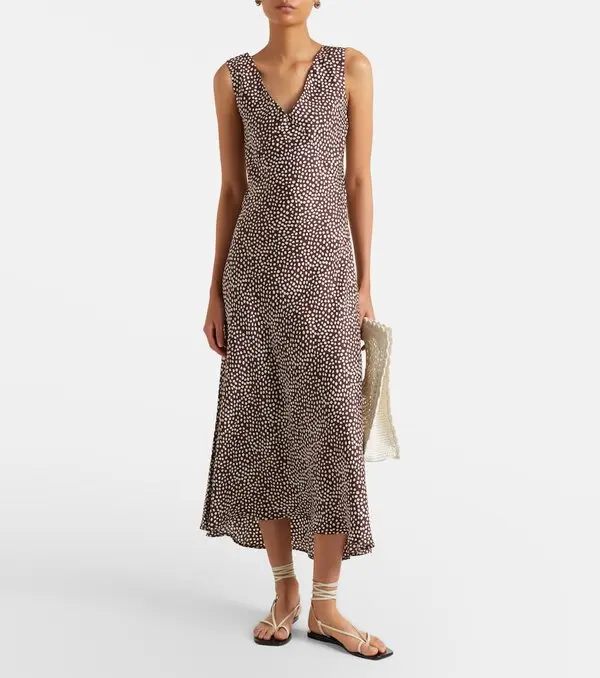 Asceno Provence Polka-dot Silk Twill Slip Dress