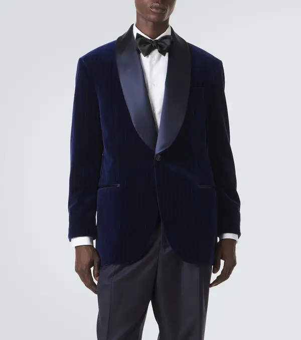 Brunello Cucinelli Pinstripe Cotton Velvet Tuxedo Jacket