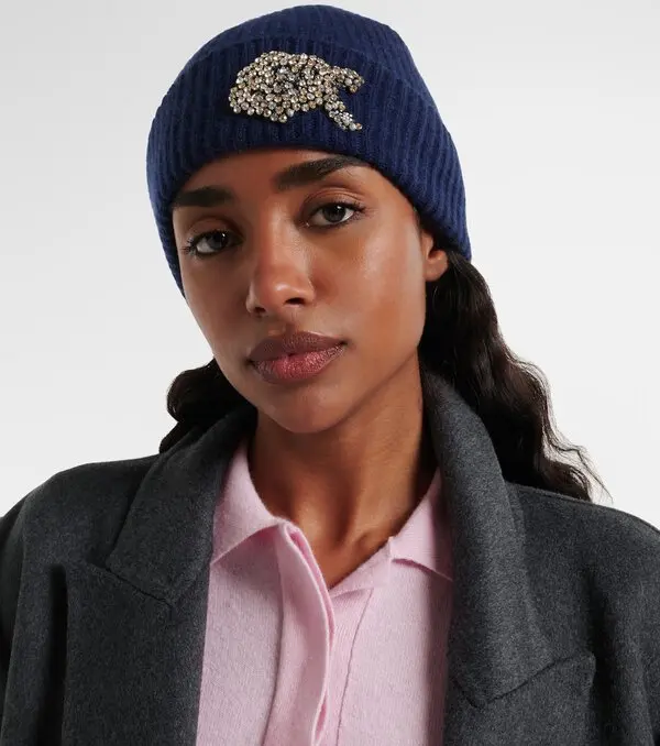 Erdem Embellished Cashmere Beanie