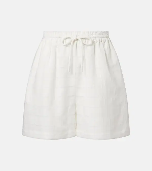 Asceno Boston Checked Linen And Cotton Shorts