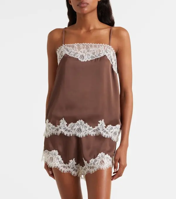 Faithfull The Brand Lace-trimmed Satin Top