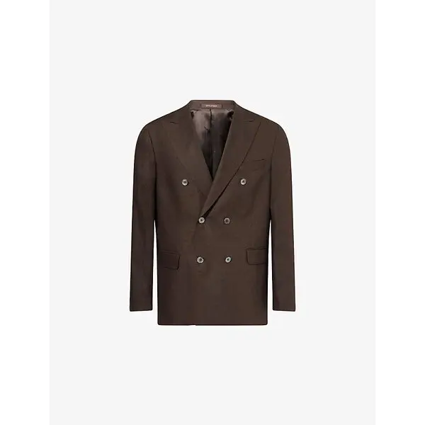 OSCAR JACOBSON Double-breasted Linen Blazer