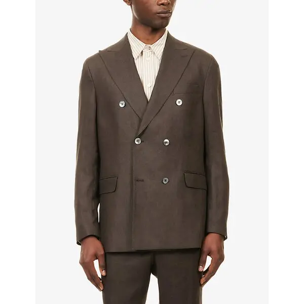 OSCAR JACOBSON Double-breasted Linen Blazer