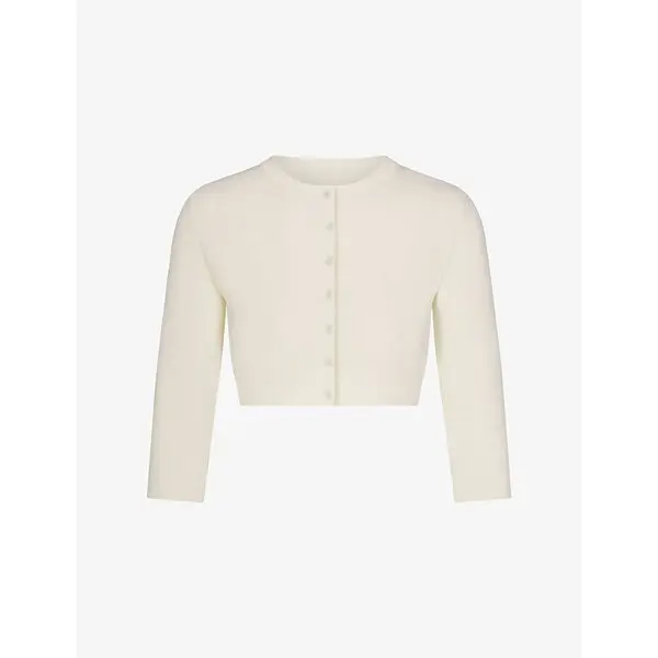 SKIMS Refined Knit Cropped Cardigan - Egret
