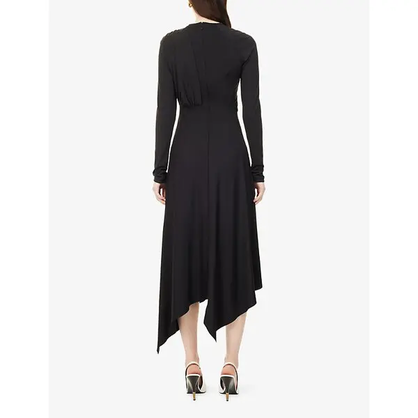 Victoria Beckham Long-sleeve Fluid Drape Stretch-jersey Midi Dress
