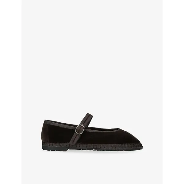 FLABELUS Pierre Cotton-velvet Ballet Flats - Dark Brown