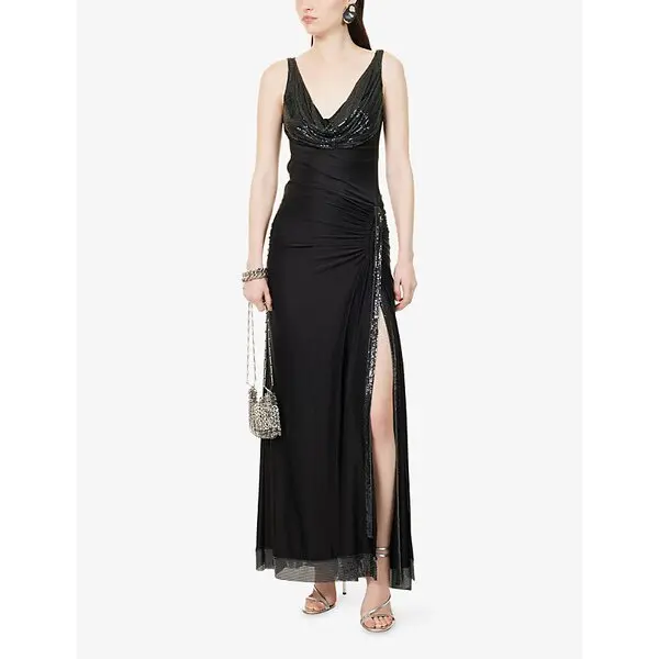 Rabanne Jersey Maxi Dress With Chainmail Trims
