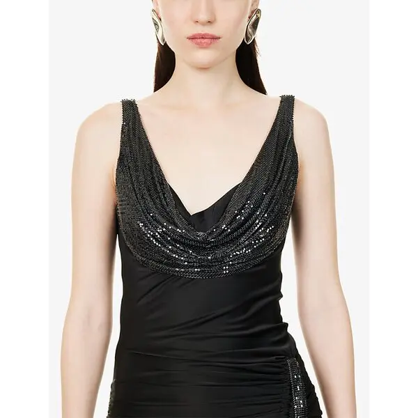 Rabanne Jersey Maxi Dress With Chainmail Trims