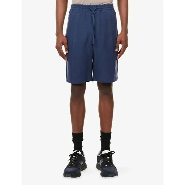 Emporio Armani Linen Bermuda Shorts - Outer Space