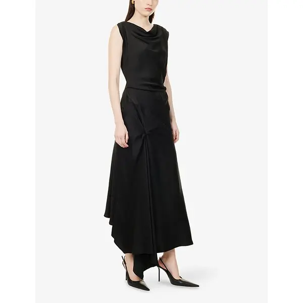 Victoria Beckham Draped Asymmetric Midi Dress - Black