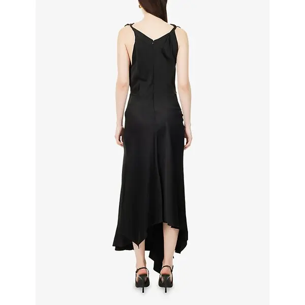 Victoria Beckham Draped Asymmetric Midi Dress - Black