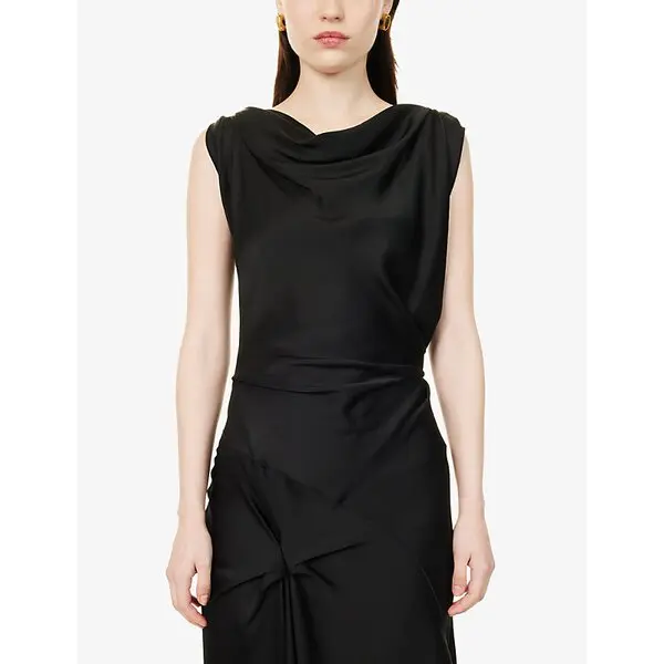 Victoria Beckham Draped Asymmetric Midi Dress - Black