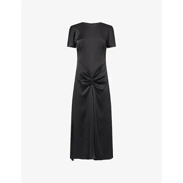 Victoria Beckham Blaire Satin V-shape Waist Midi Dress - Black