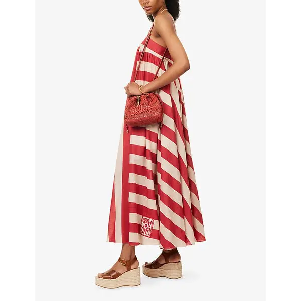 Zimmermann Roselight Stripe Cotton Maxi Dress - Raspberry Cream