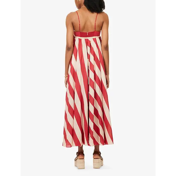Zimmermann Roselight Stripe Cotton Maxi Dress - Raspberry Cream