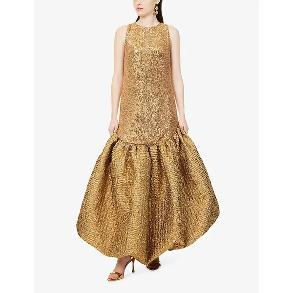 DIMA AYAD Sequined Cloqué Gown