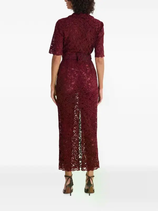 MOOS STUDIO Belted Lace Midi Dress