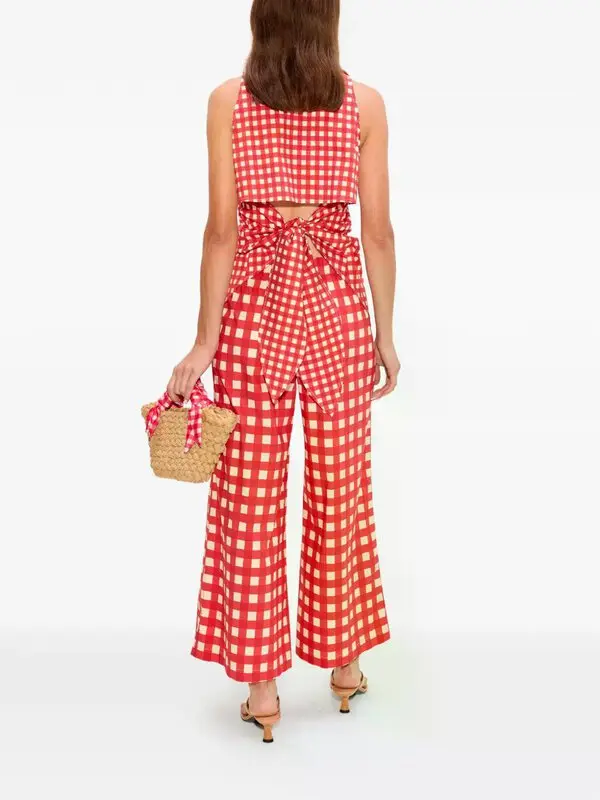 SIMONMILLER Loch Gingham Check Sleeveless Top - Red