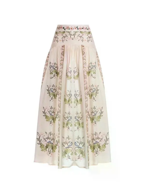Agua Bendita Floral Print Maxi Skirt - Neutrals