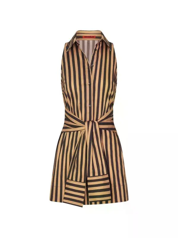 SIMONMILLER Inna Striped Sleeveless Mini Shirt Dress - Black