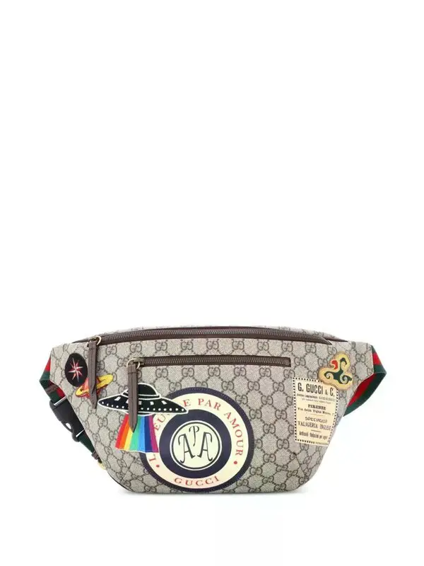 Gucci Gg Coated Canvas Belt Bag With Applique - Brown