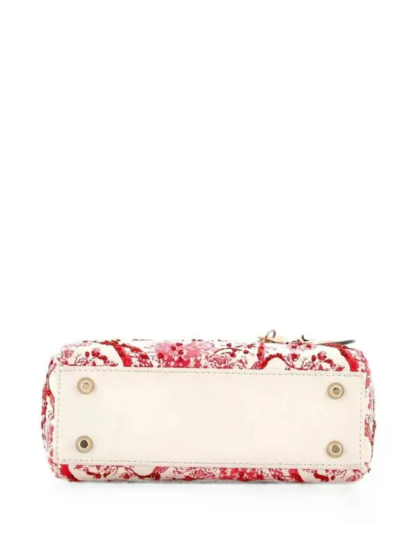 Dior Lady Chain Bag Embroidered Calfskin Mini Satchel - Red