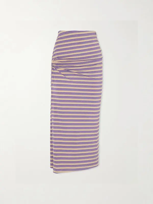 Rabanne Gathered Striped Jersey Maxi Skirt - Multi