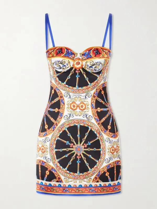 Dolce & Gabbana Carretto" Print Satin Mini Dress - Multi