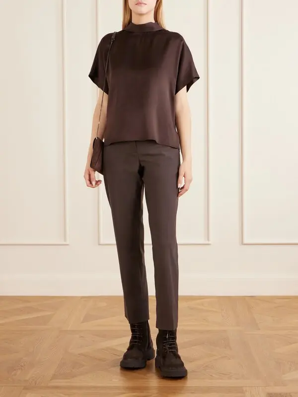 Brunello Cucinelli Draped Silk-satin Blouse