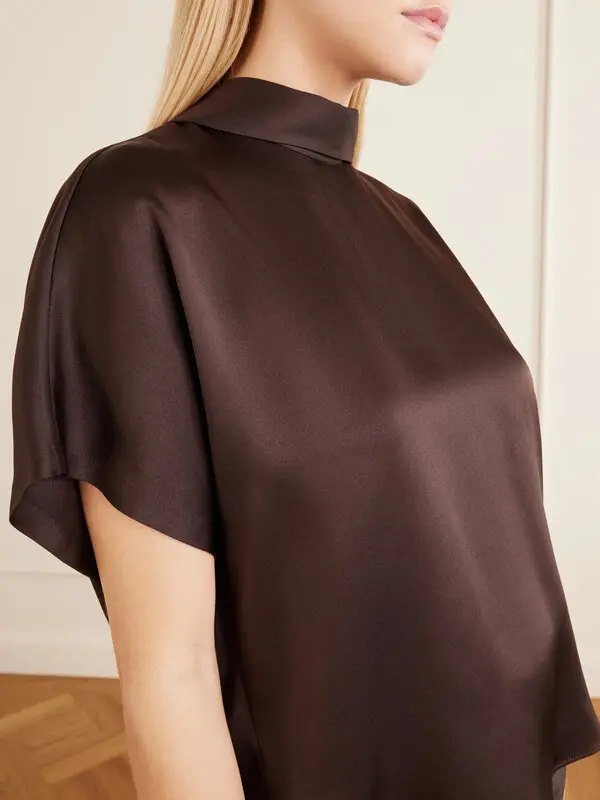 Brunello Cucinelli Draped Silk-satin Blouse