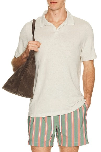 Onia Shaun Stretch Linen Polo - Bone
