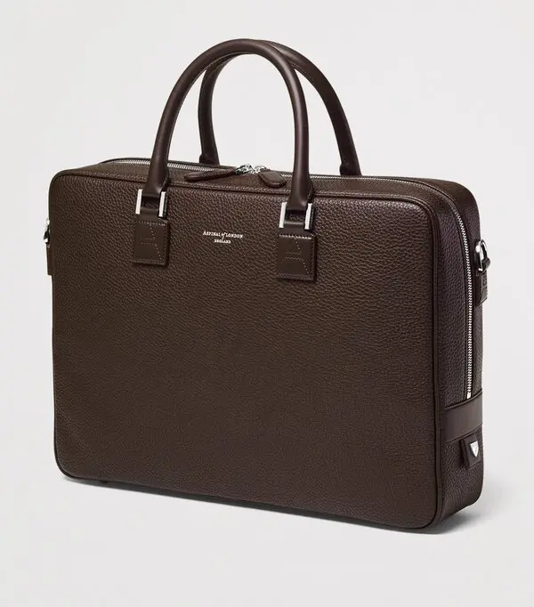 ASPINAL OF LONDON Saffiano Leather Briefcase Bag - Brown