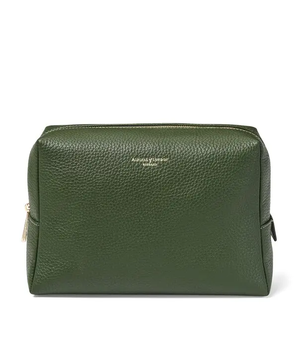ASPINAL OF LONDON Large Leather Cosmetic Case - Green