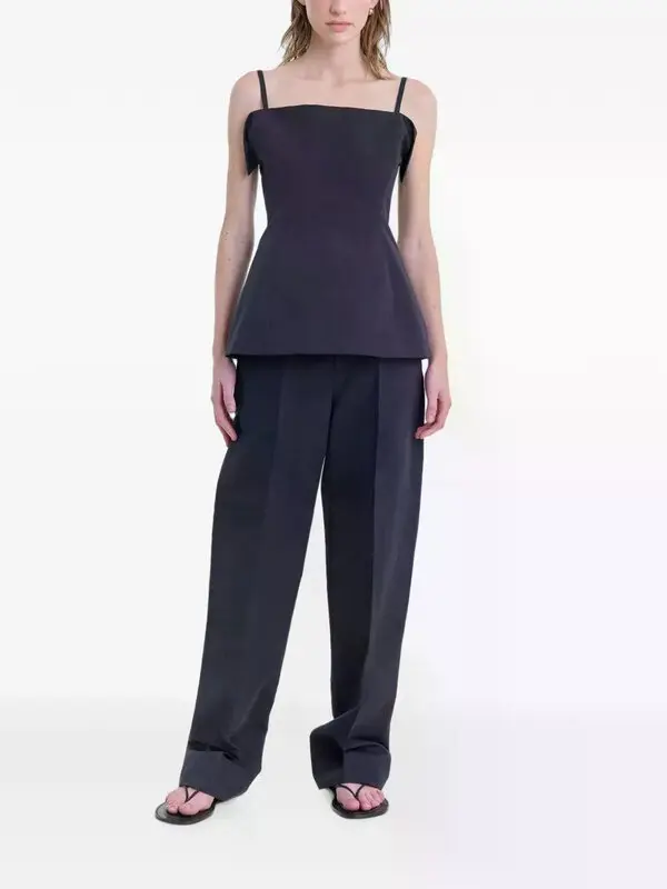 FFORME Square-neck Spaghetti Strap Top - Grey