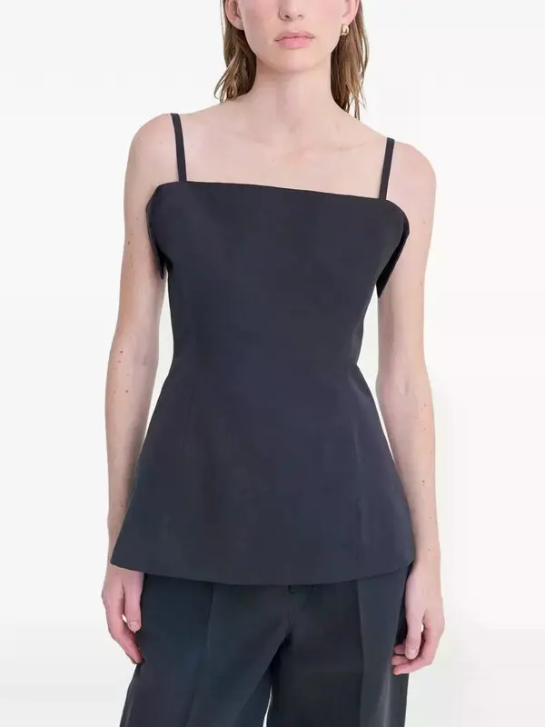 FFORME Square-neck Spaghetti Strap Top - Grey