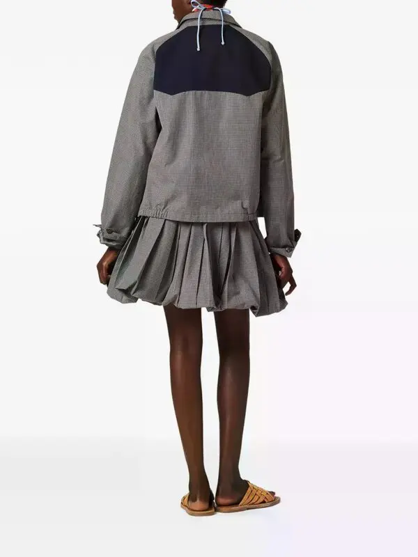 Miu Miu Pleated Gingham Check Skirt - Grey