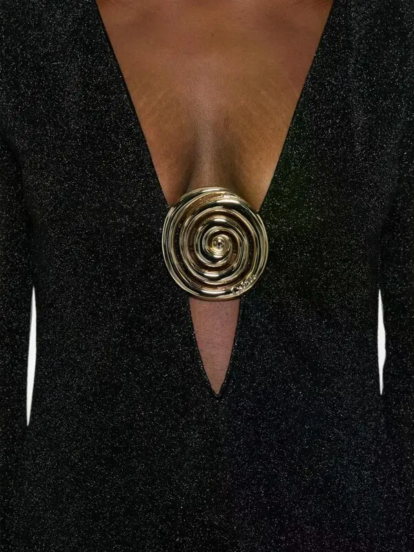 Oseree Lumière Embellished V-neck Mini Dress